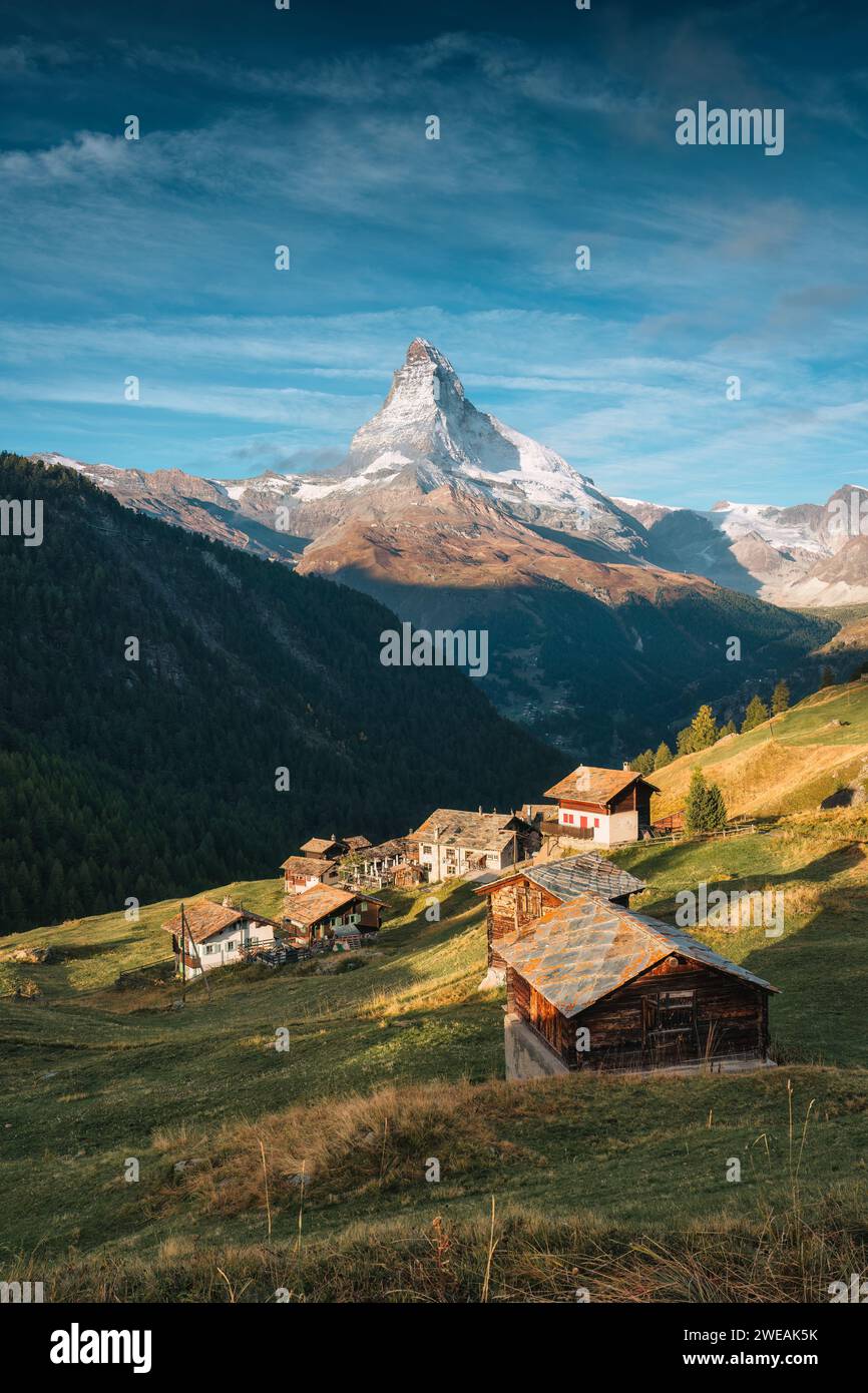 Beautiful landscape of Matterhorn iconic mountain, Swiss Alps with ...