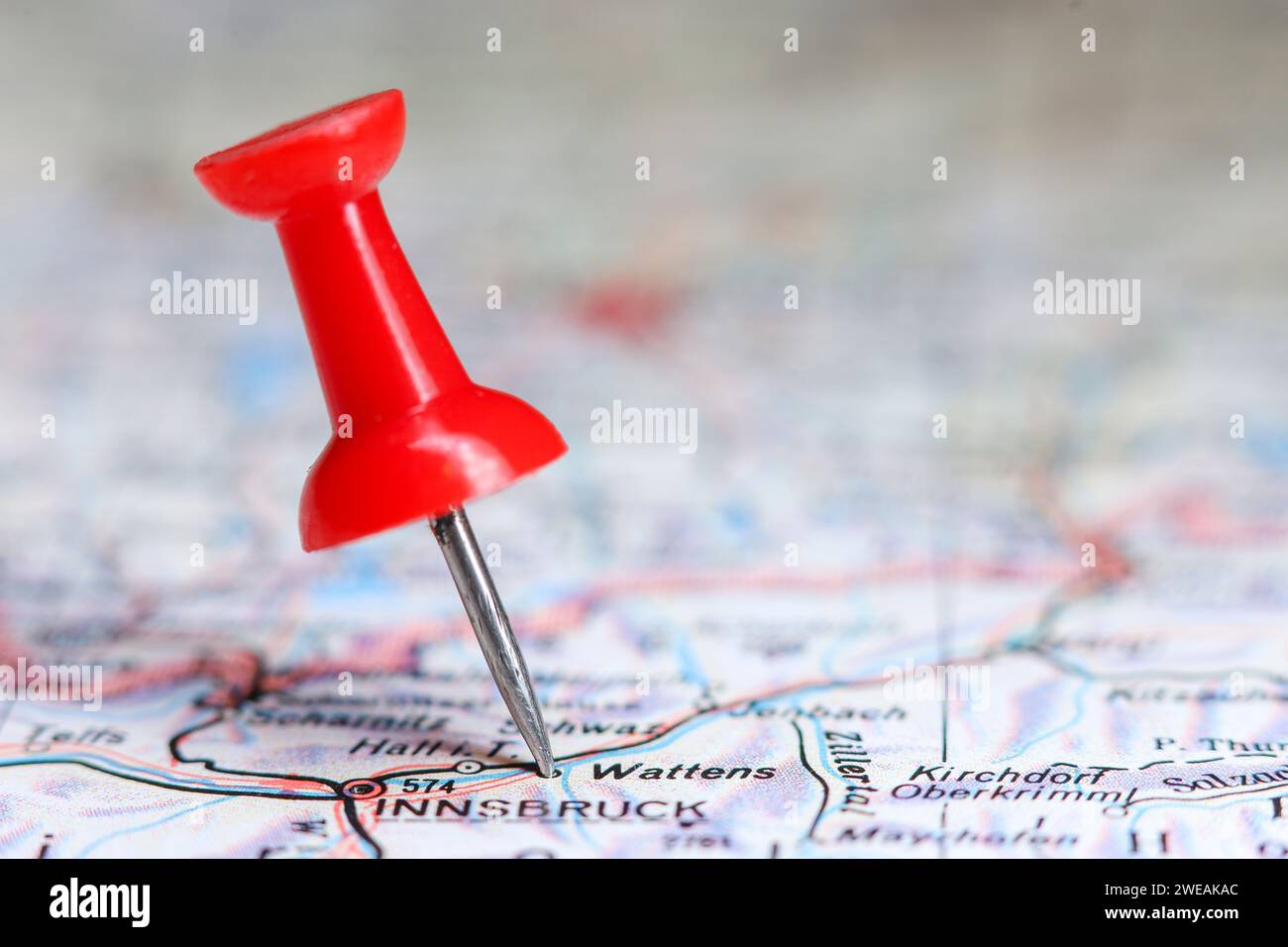 Wattens, Austria pin on map Stock Photo - Alamy