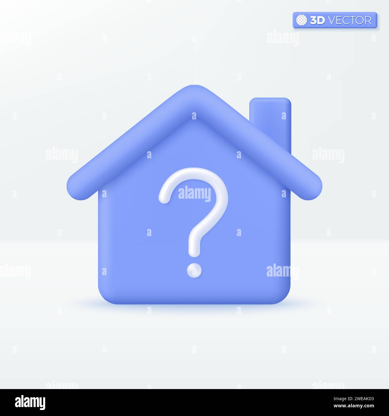 3d House and Question Mark symbols icon. Smart Home, Real estate, loan ...