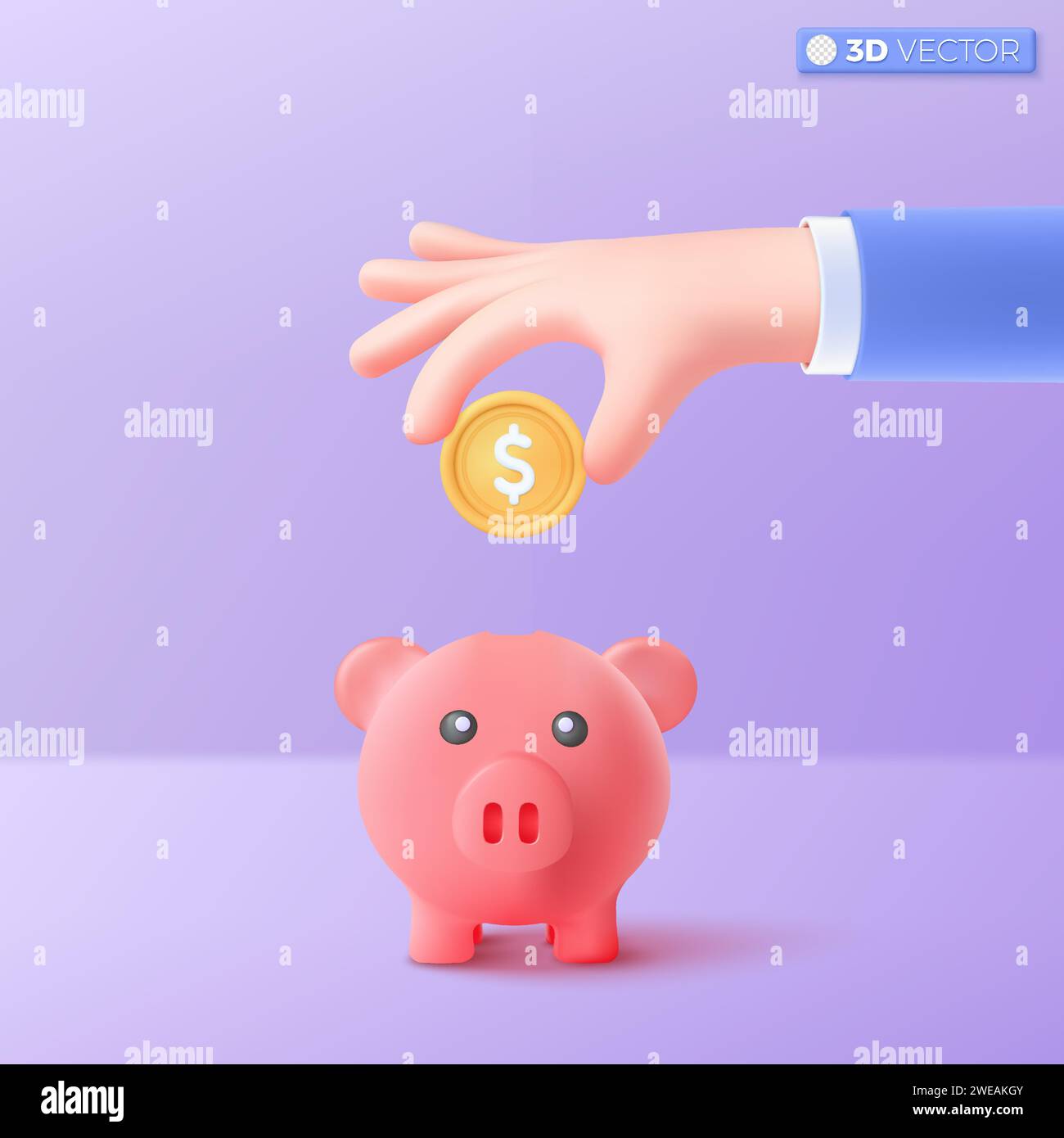 3d render golden piggy Stock Vector Images - Alamy