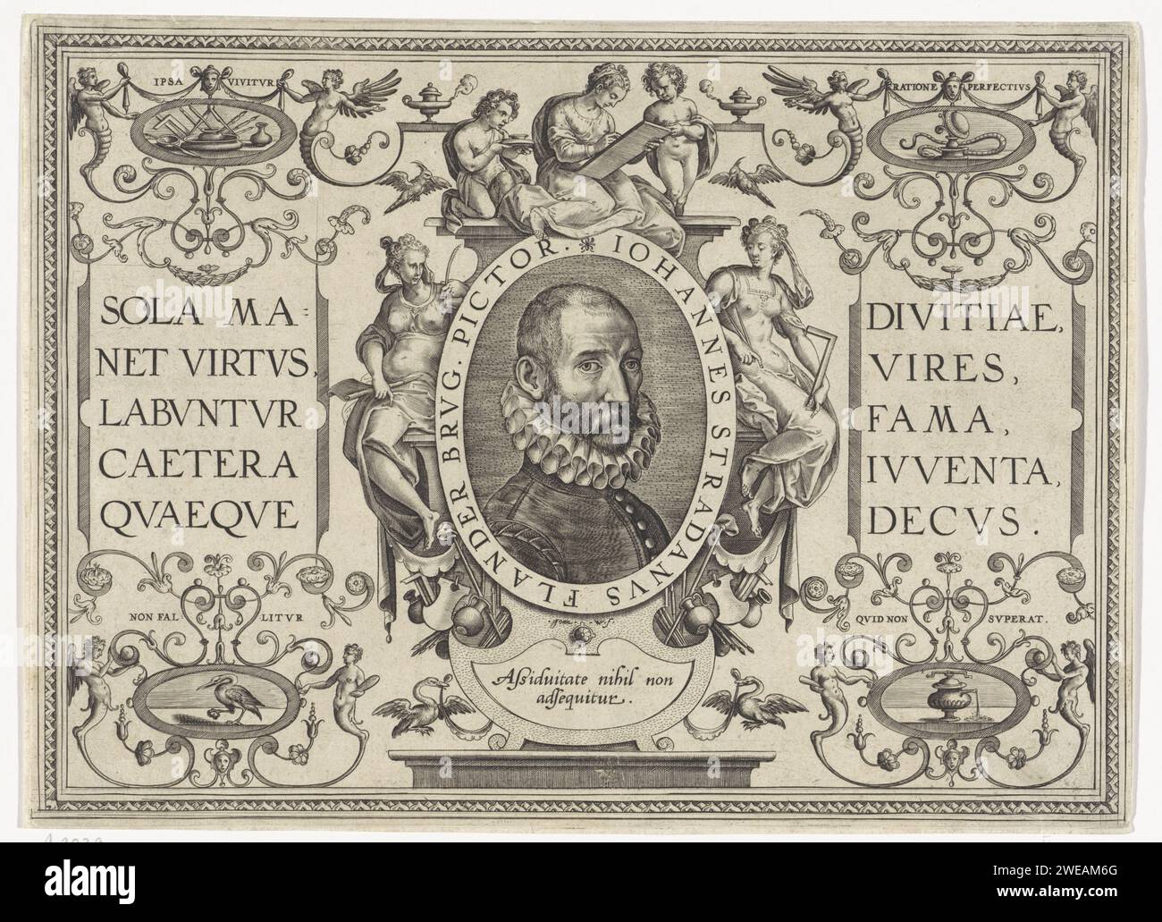 Portrait of the painter Jan van der Straet (Stradanus), Johannes Wierix ...