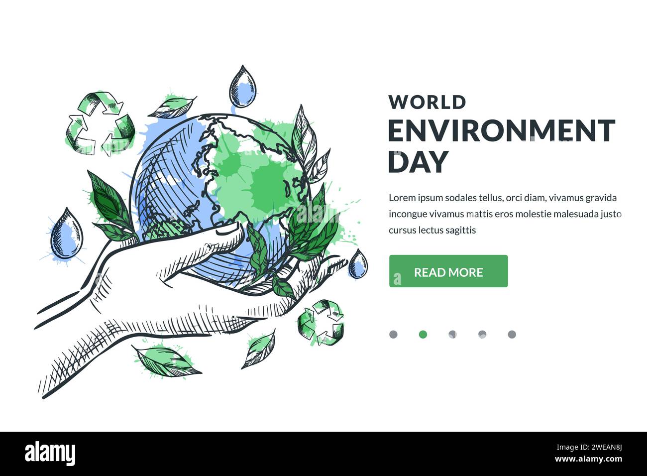 Earth Environment Day vector hand drawn sketch illustration. Hands ...