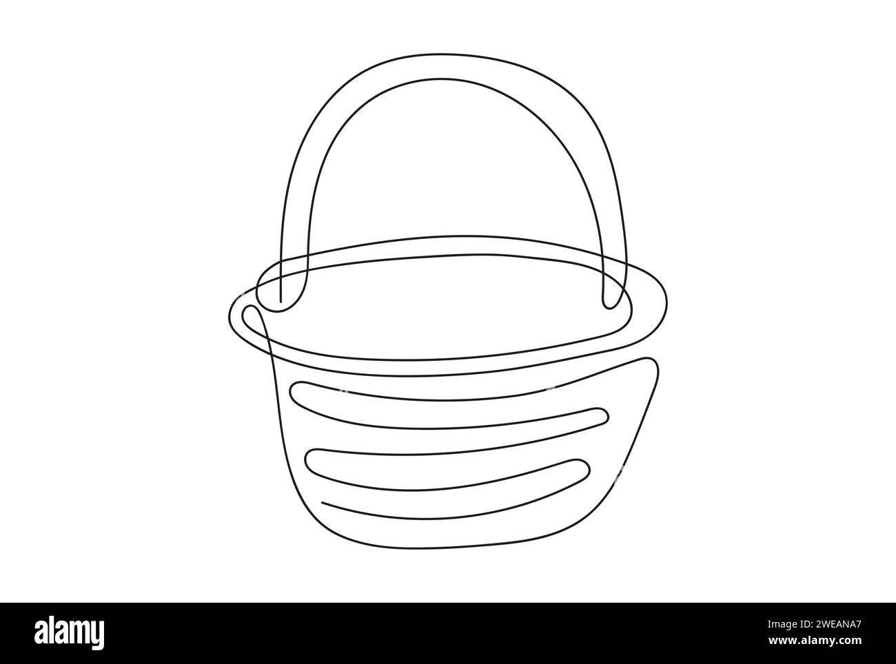 Continuous line drawing of a wicker basket with a handle. Vector ...
