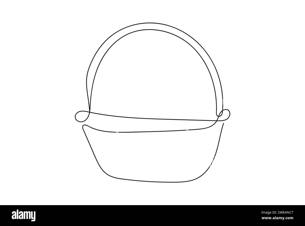 Continuous line drawing of a wicker basket with a handle. Vector ...