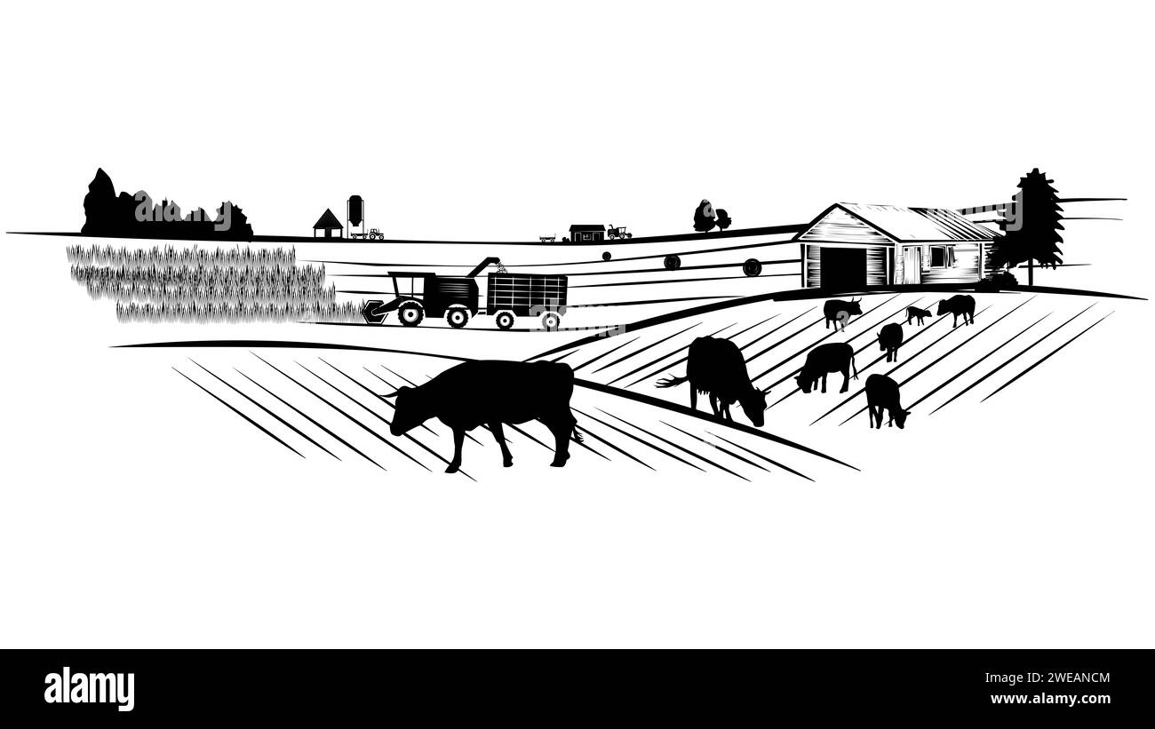 Farm Land Clipart Black And White