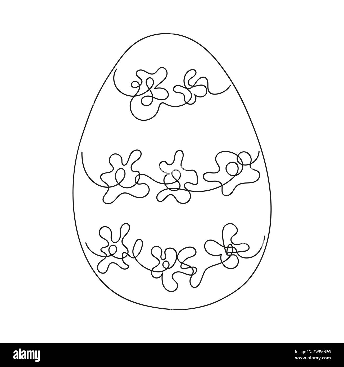 Easter egg with pattern. Continuous one line drawing. Vector ...
