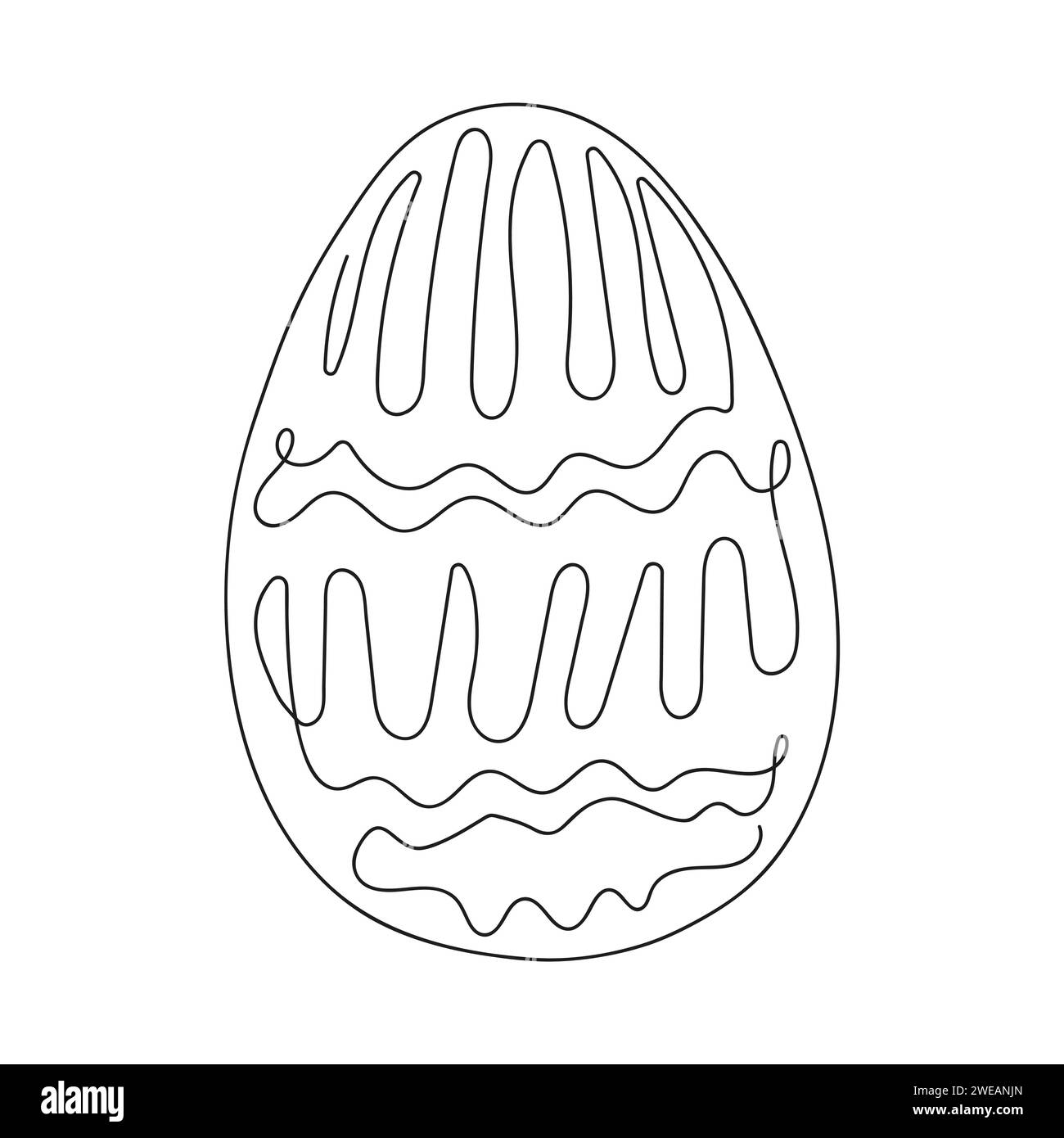 Easter egg with pattern. Continuous one line drawing. Vector ...