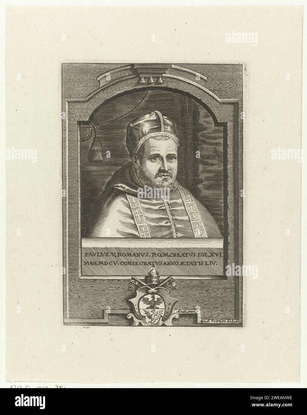 Portrait of Pope Paul V, Pieter de Jode (II), 1628 - 1670 print ...