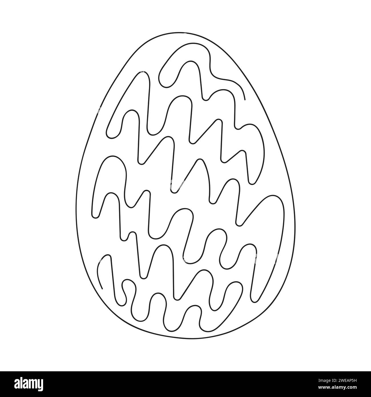 Easter egg with pattern. Continuous one line drawing. Vector ...