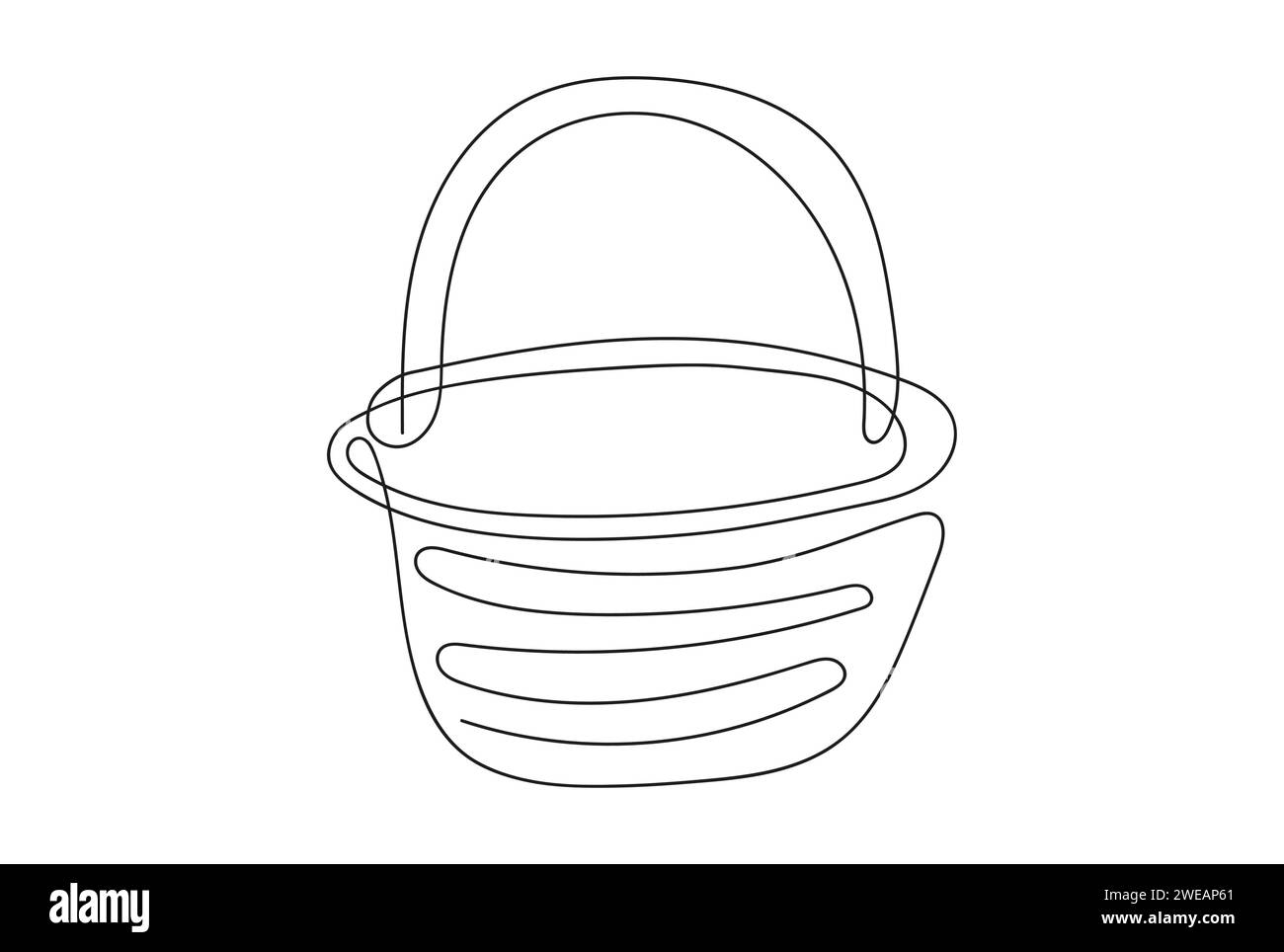 Continuous line drawing of a wicker basket with a handle. Vector ...
