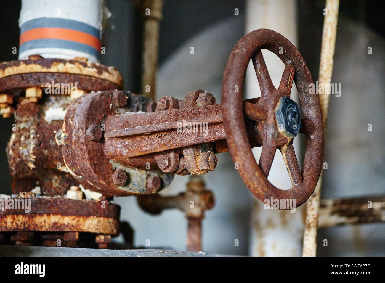 Rusted Industrial Valve Texture in Abandoned Factory Setting Stock ...