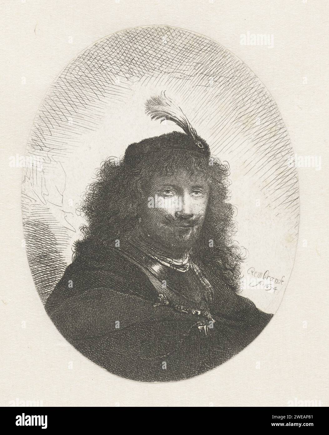Self-portrait (?) with plumed cap and lowered sabre, 1805 - 1844 print ...