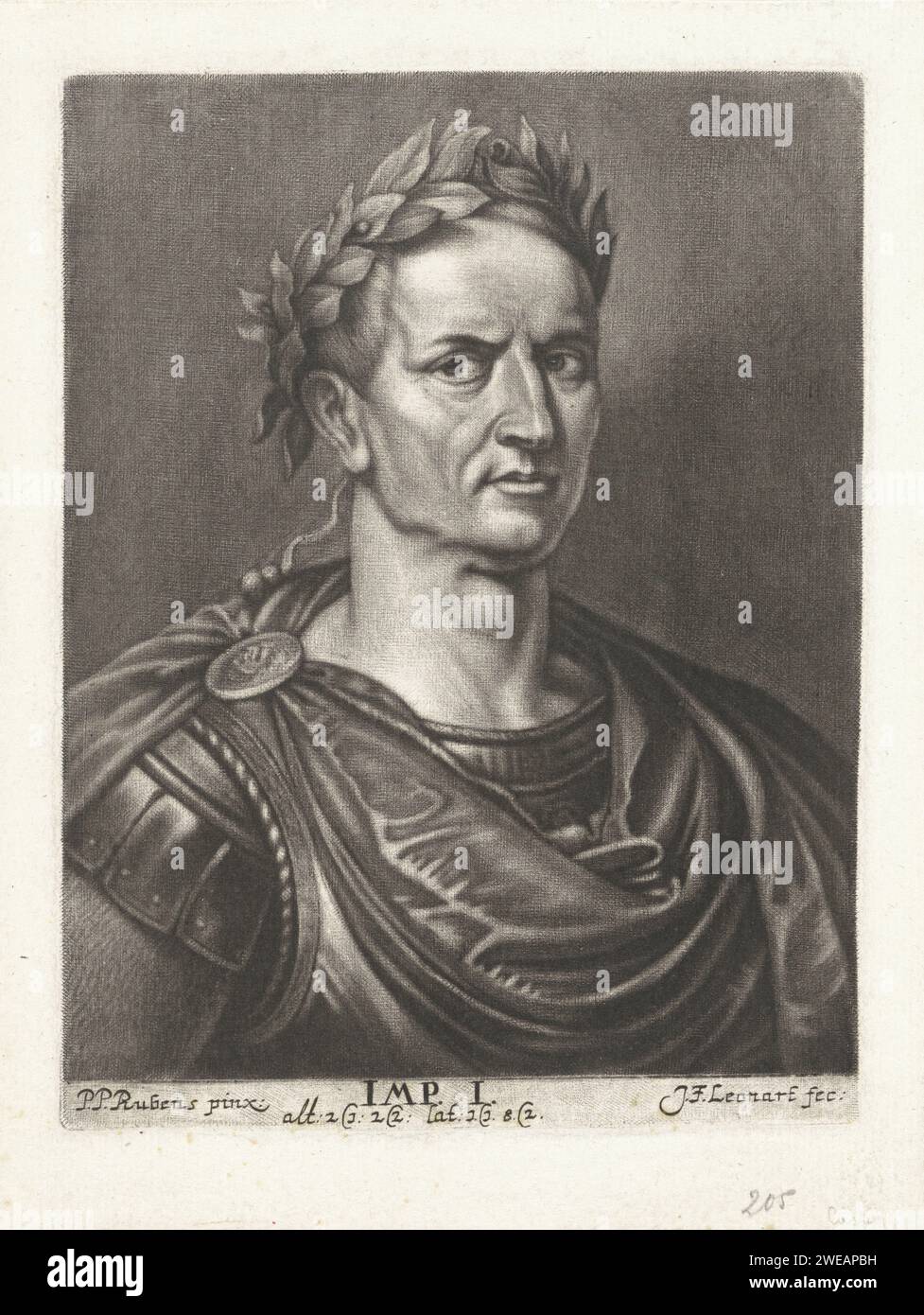 Portret van keizer Julius Caesar, Johann Friedrich Leonard, after Peter ...