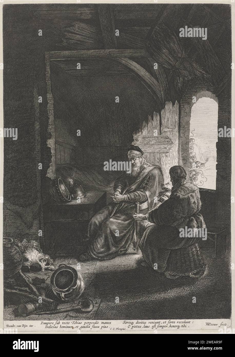 Tobit and his wife, Willem van der Leeuw, after Rembrandt van Rijn ...