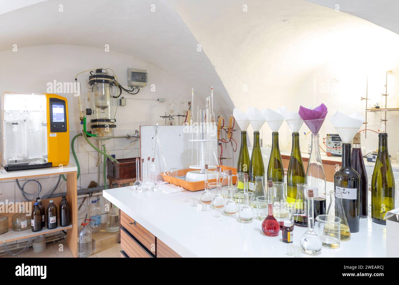 wine's laboratory with traditional and modern apparatus Stock Photo - Alamy