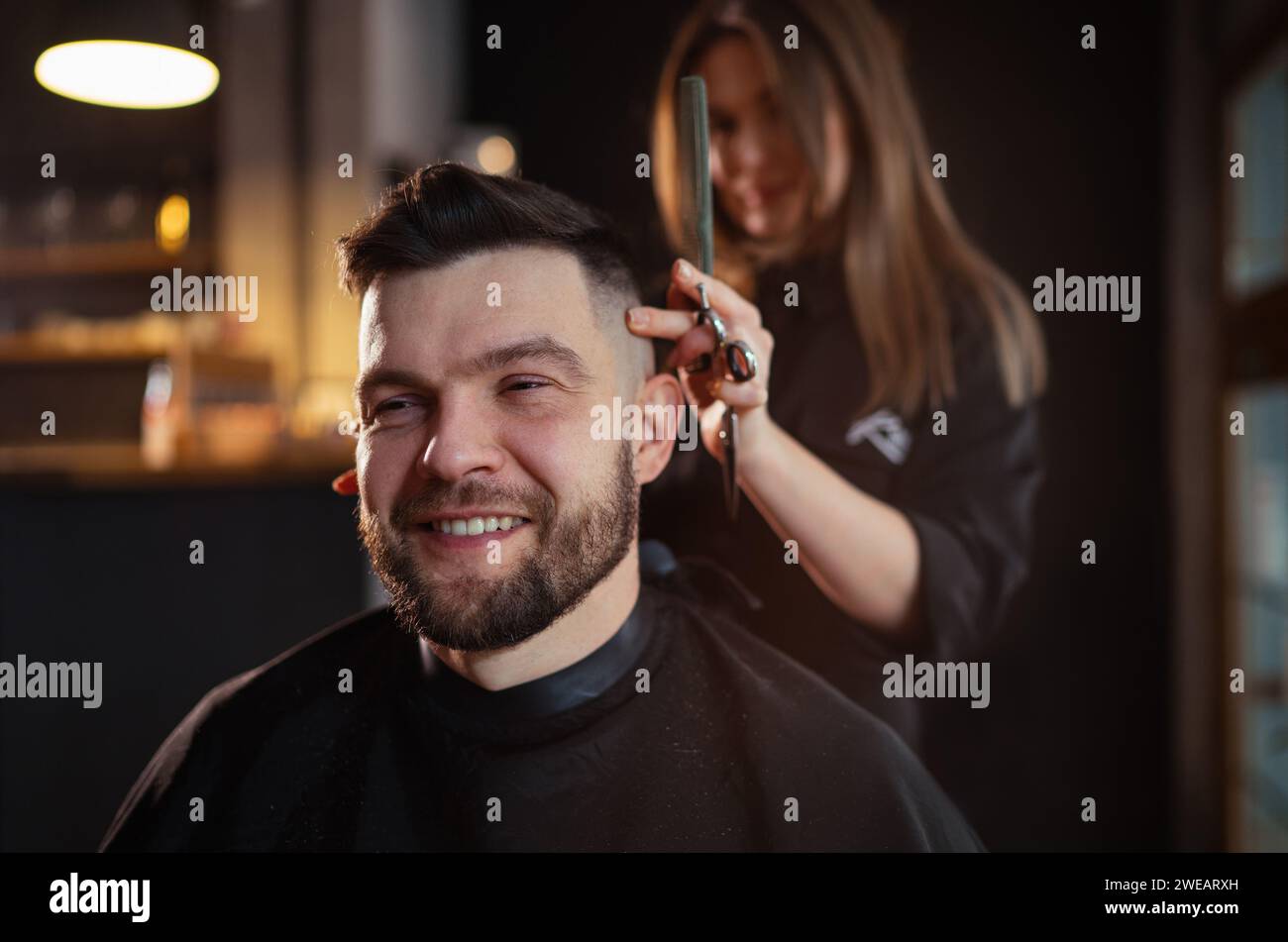 Handsome man long beard undercut hi-res stock photography and images ...