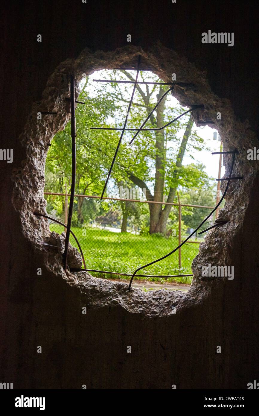 Hidden Garden through Ancient Wall Aperture, Eye-Level View Stock Photo ...