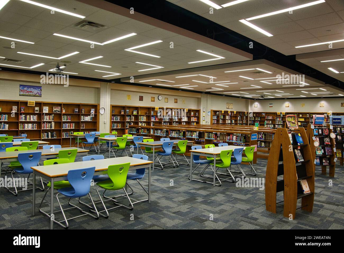 Modern Library Interior with Colorful Furniture and Bookshelves - Eye ...
