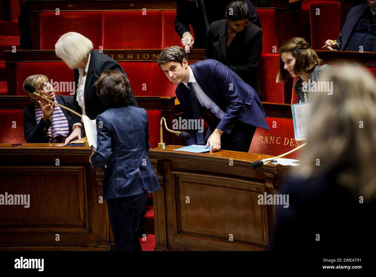 © Thomas Padilla/MAXPPP - 24/01/2024 ; Paris, FRANCE ; SEANCE DE QUESTIONS AU GOUVERNEMENT DANS ...