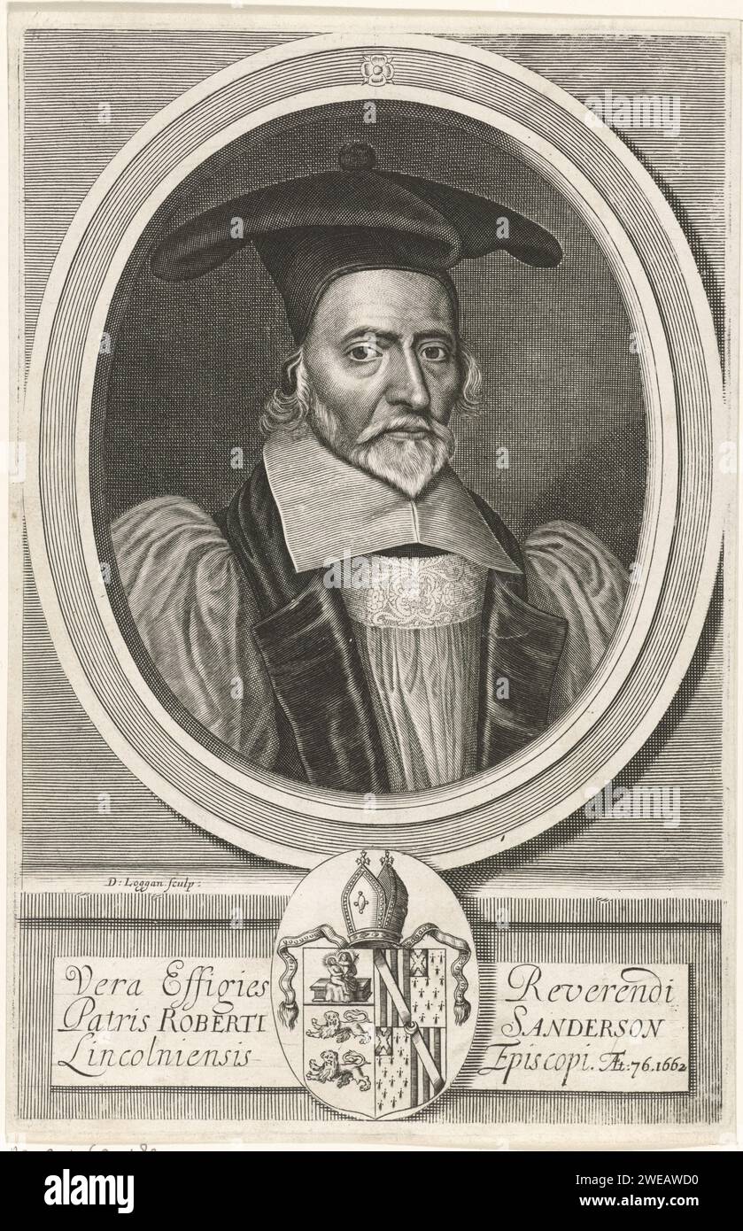Porter van Robert Sanderson, David Logog, 1662 - 1692 print Portrait of ...