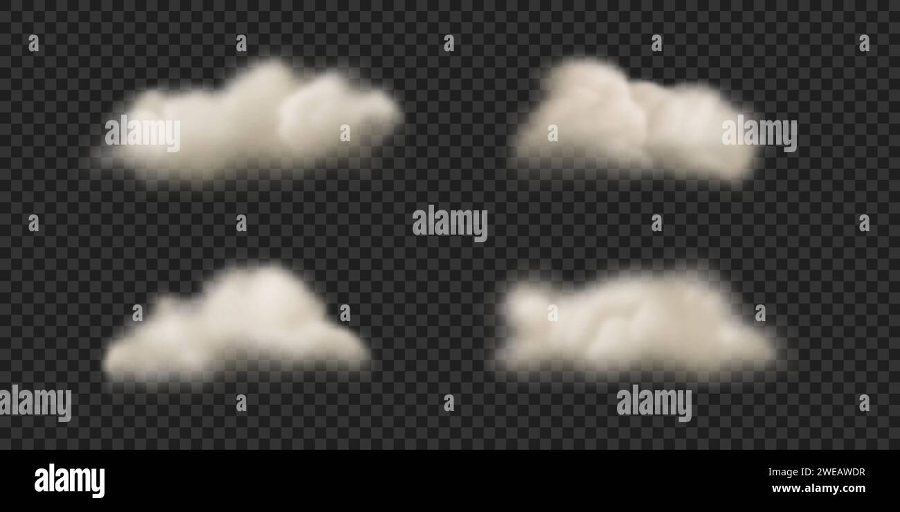 Realistic fluffy clouds. Set of vector icons Stock Vector Image & Art ...