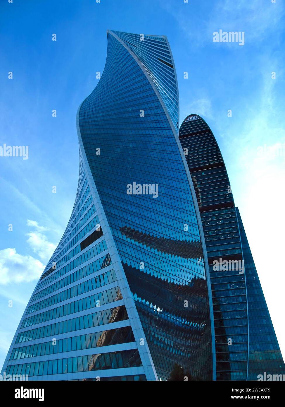 MOSCOW, Dec, 24, 2015: Moscow city business center twisted tower ...