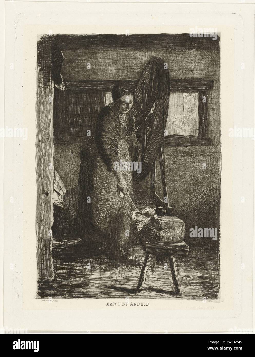 Spinster at work, Ferdinand Oldewelt, 1872 - 1913 print Netherlands ...