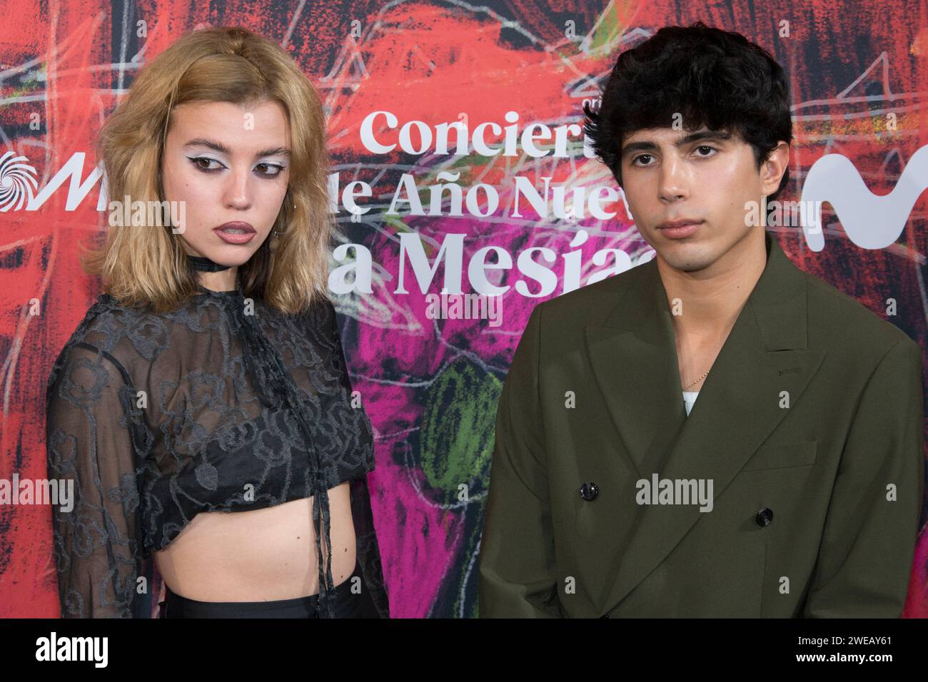 Mariang Maturana and Carlos Peguer pictured posing during the Movistar Plus+ miniseries, La ...