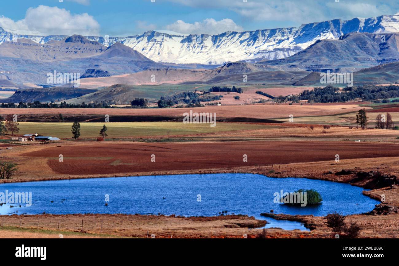 Drakensberg mountains covered in snow Natal South Africa Stock Photo ...