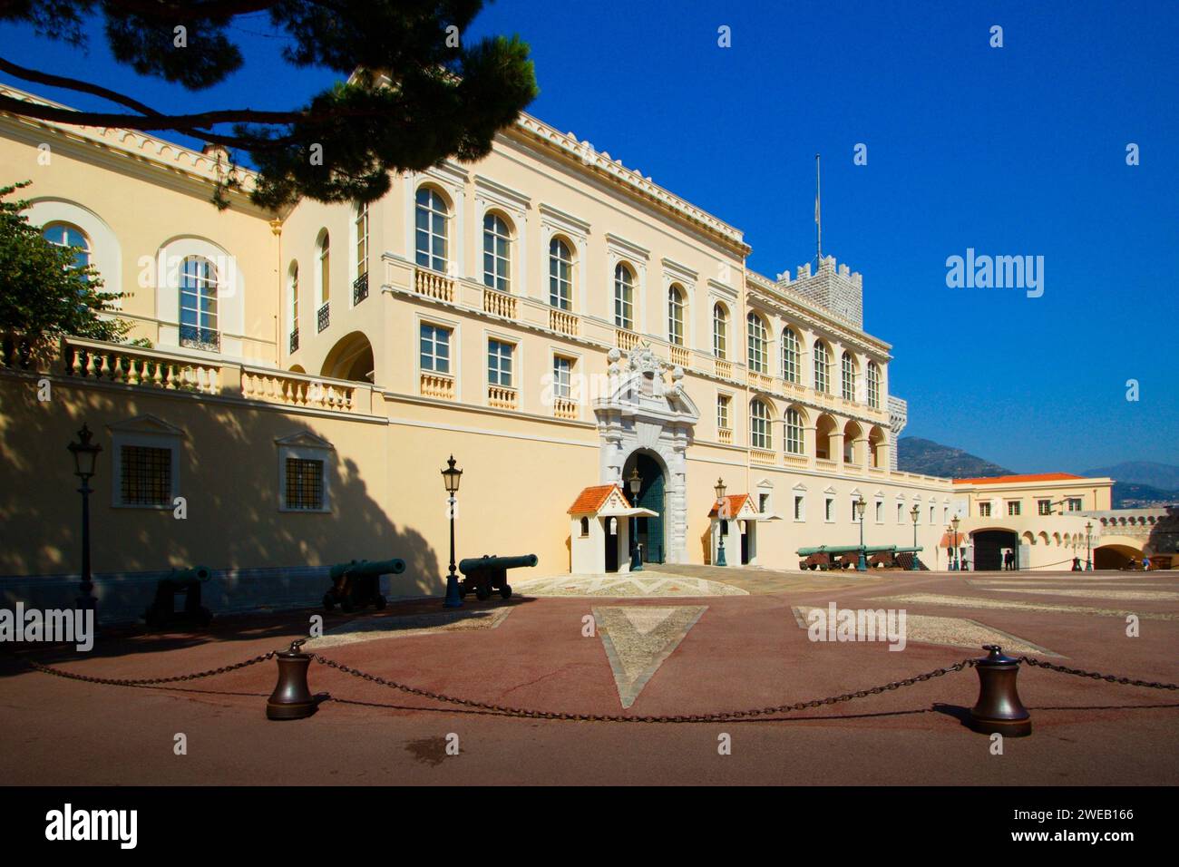 Courtyard and princely palace in the city and state of Monaco on the ...