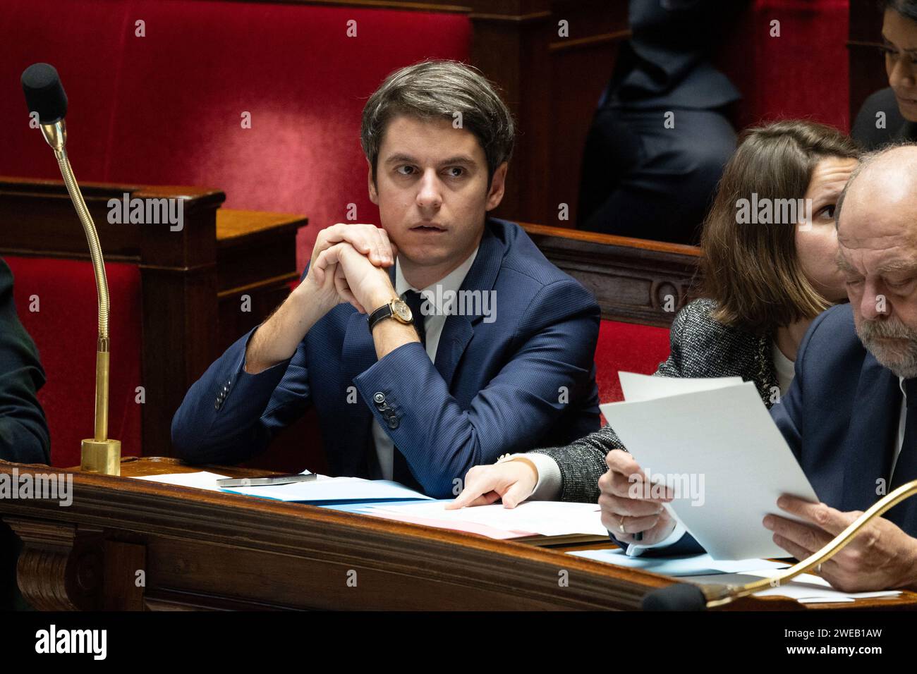 Paris, France. 24th Jan, 2024. French Prime Minister Gabriel Attal ...