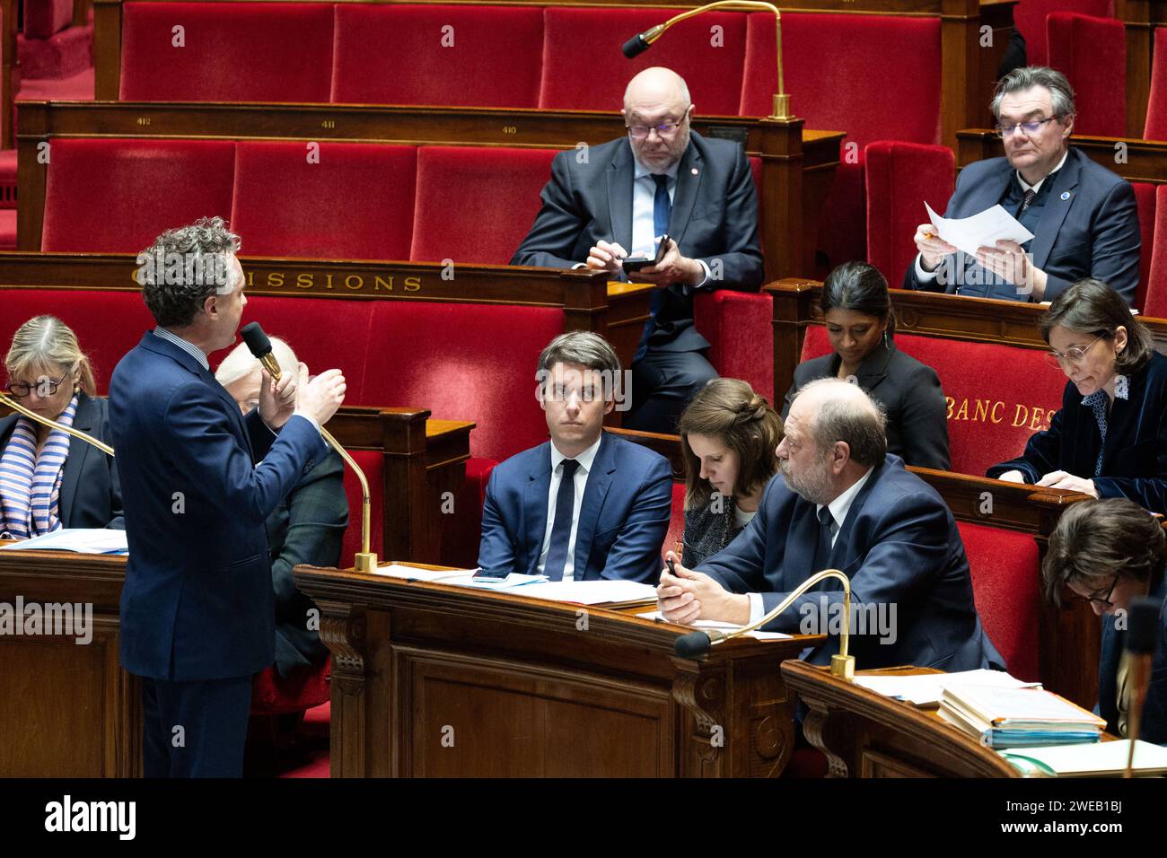 Paris, France. 24th Jan, 2024. French Prime Minister Gabriel Attal ...