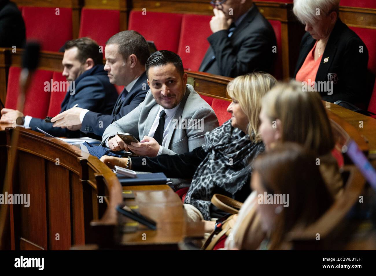 Paris, France. 24th Jan, 2024. LR deputy Maxime Minot takes part in a ...