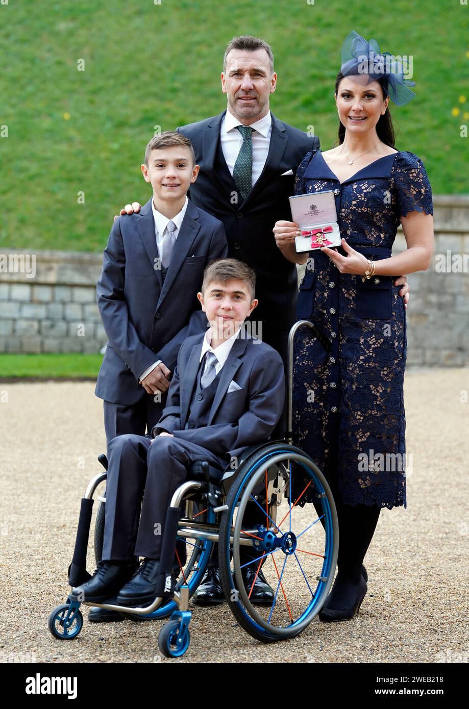 Alexandra Johnson (right) poses for a photograph with her husband Andy ...