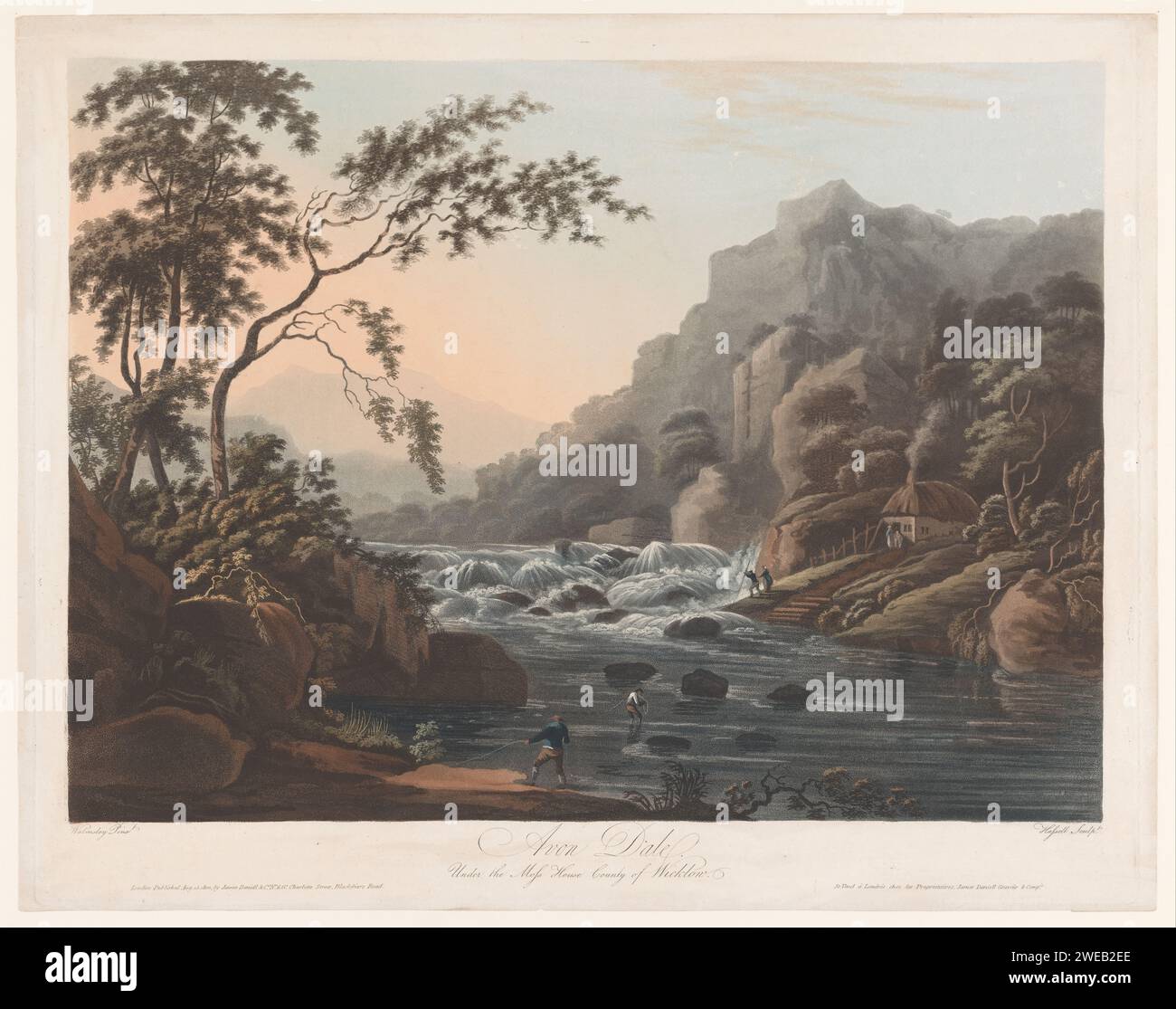 View of currents in a river at Evening, John Hassell, 1800 print London ...