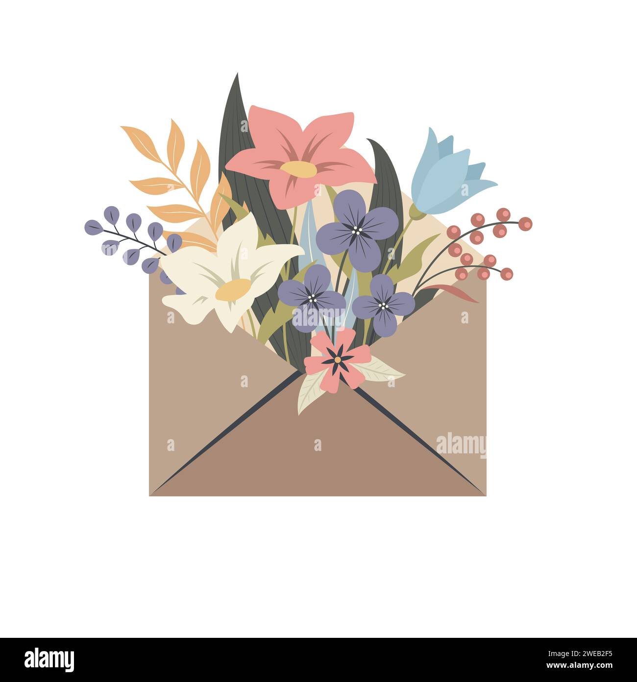 Mail envelope letter floral Cut Out Stock Images & Pictures - Alamy