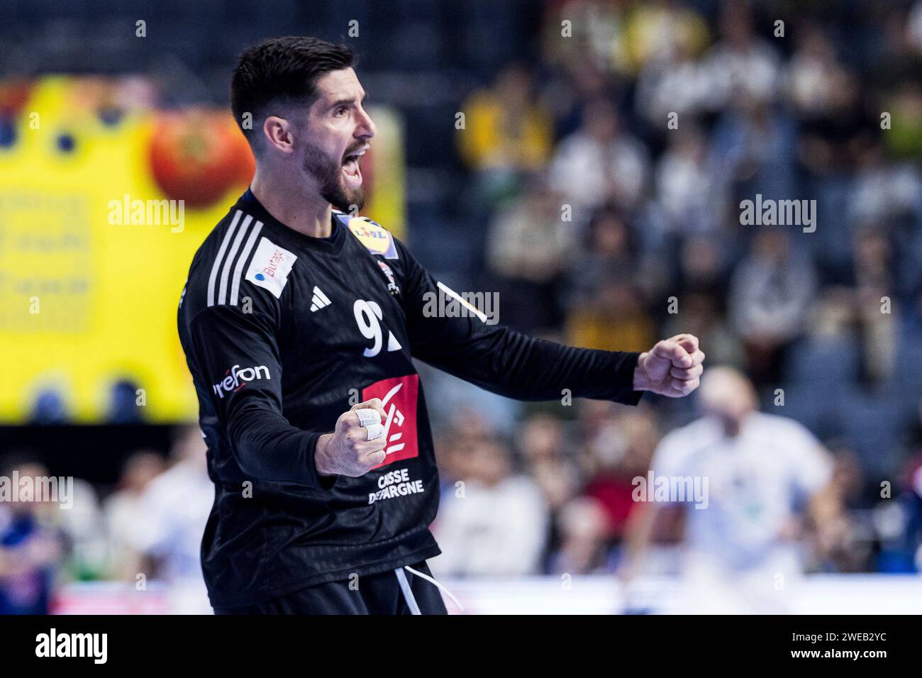Remi Desbonnet (Frankreich, #92) jubelt MEN?S EHF EURO 2024: Frankreich ...