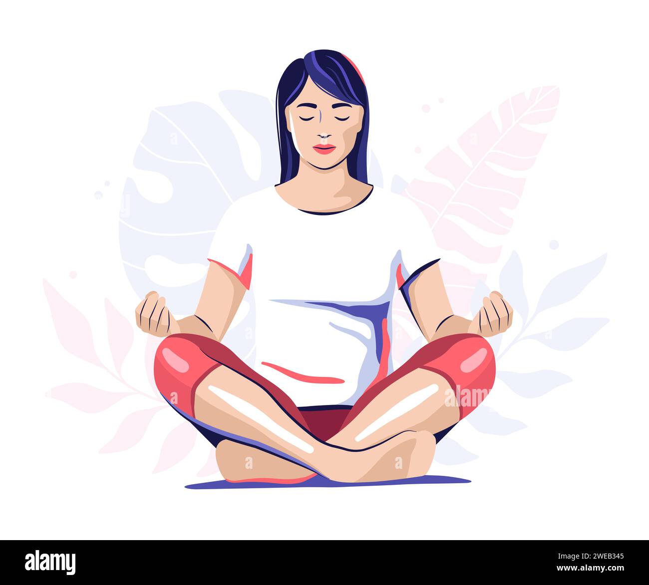 Meditating woman, yoga vector illustration Stock Vector Image & Art - Alamy