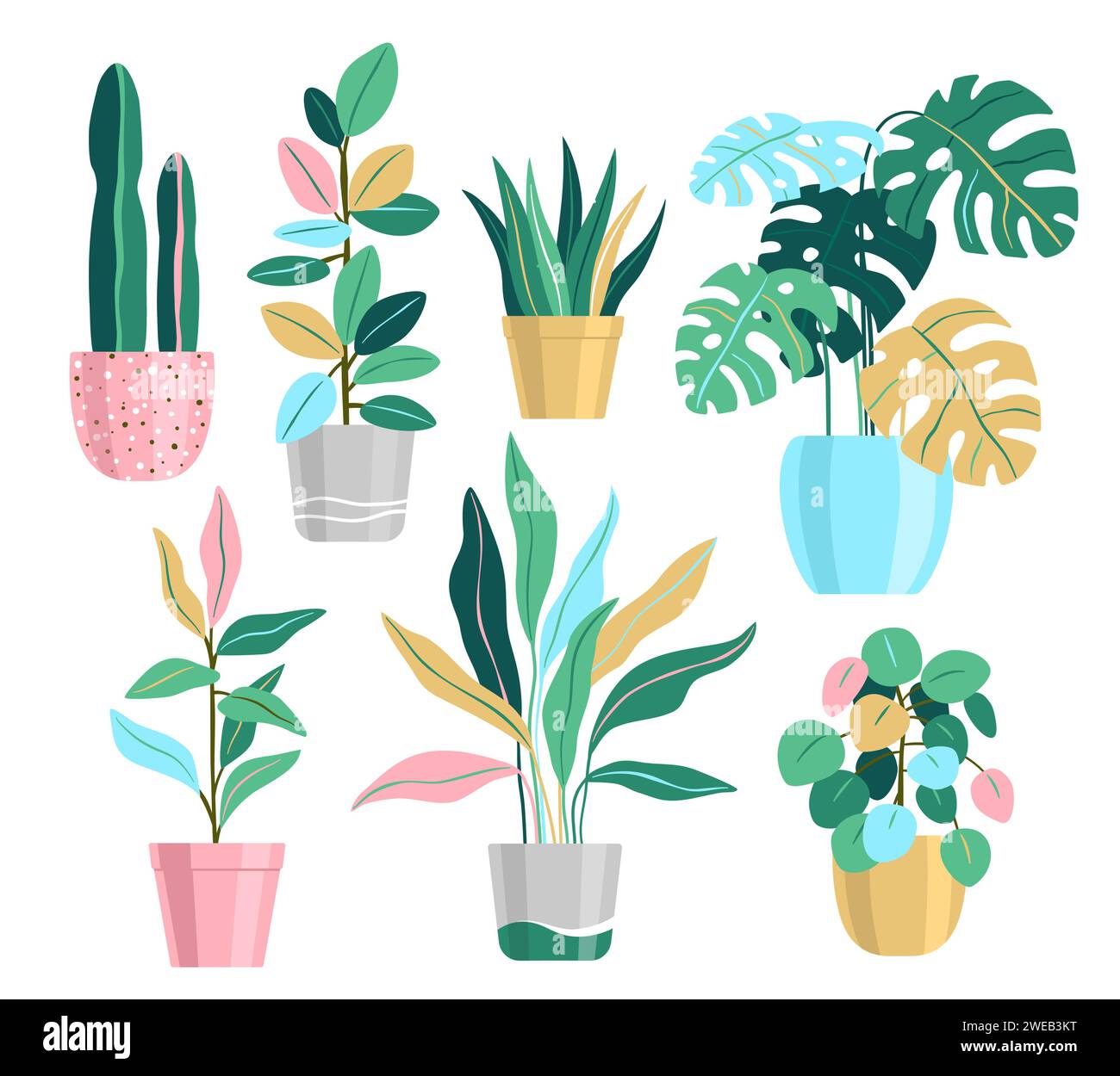 Pot plants, house plants vector illustrations Stock Vector Image & Art ...