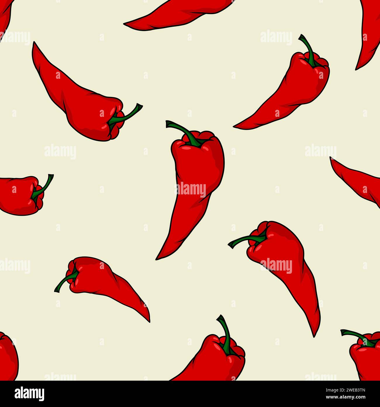 Chilli pepper seamless pattern, vector background Stock Vector Image ...