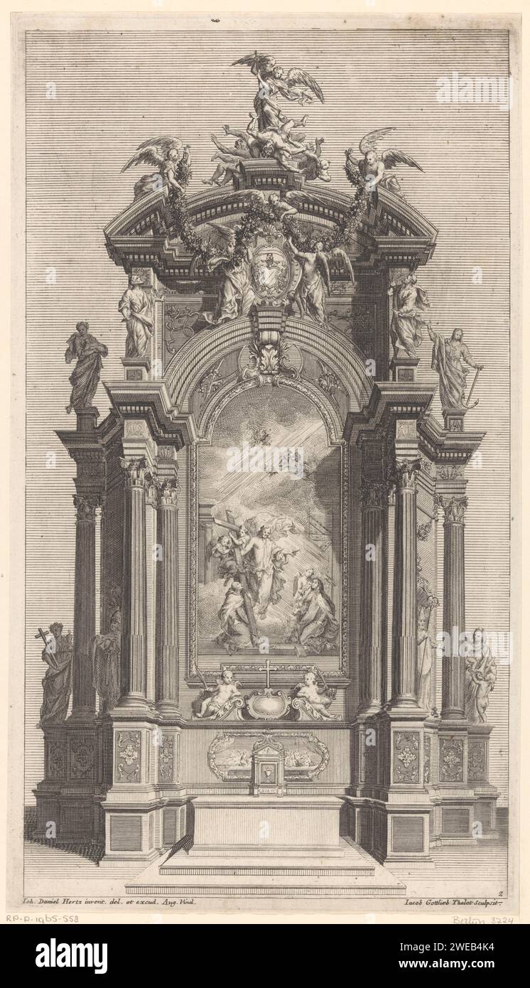 Altar with Christ with the cross, Jacob Gottlieb Thelott, after Johann ...