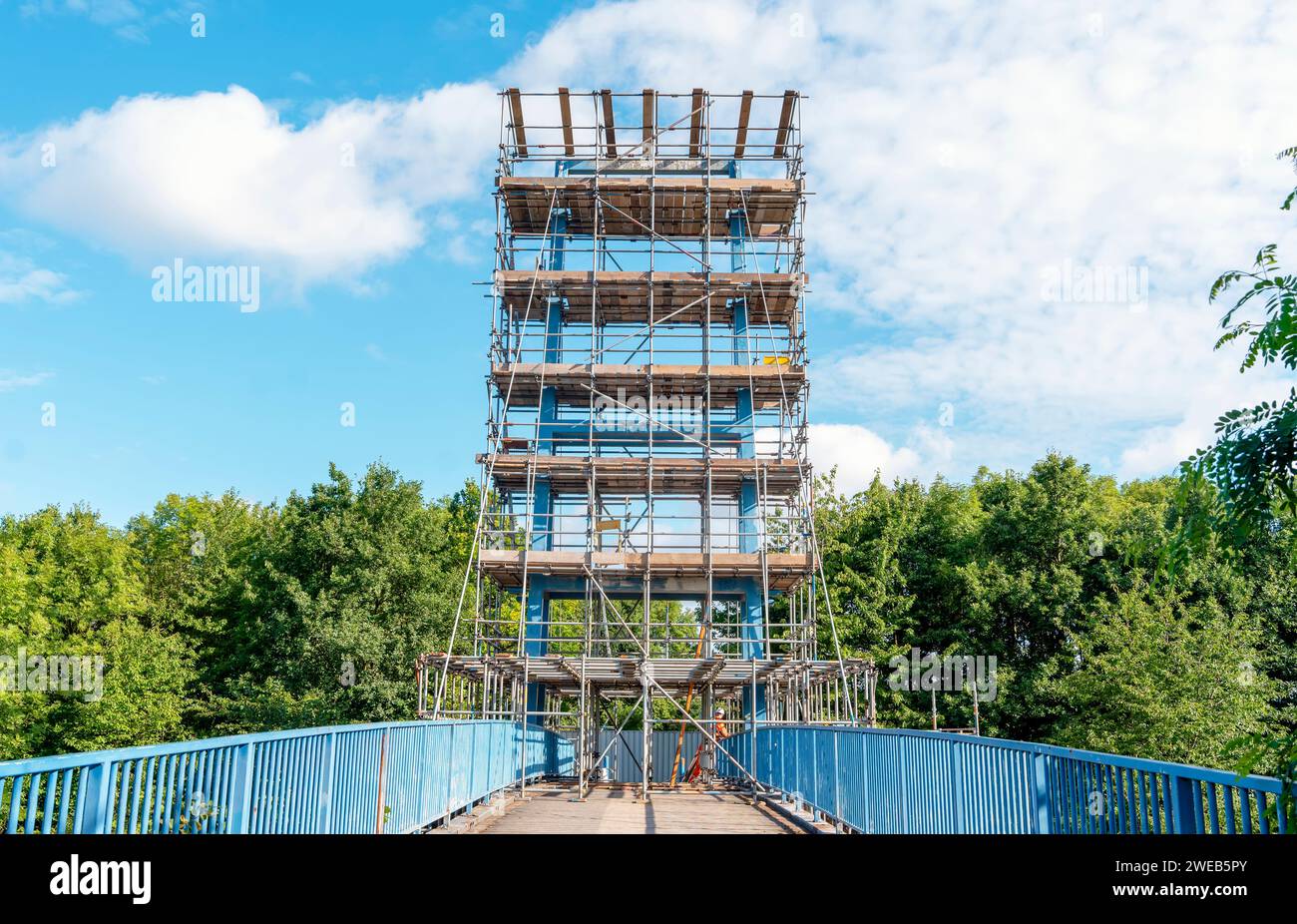 Scaffolding erected around bridge during repairing Stock Photo - Alamy