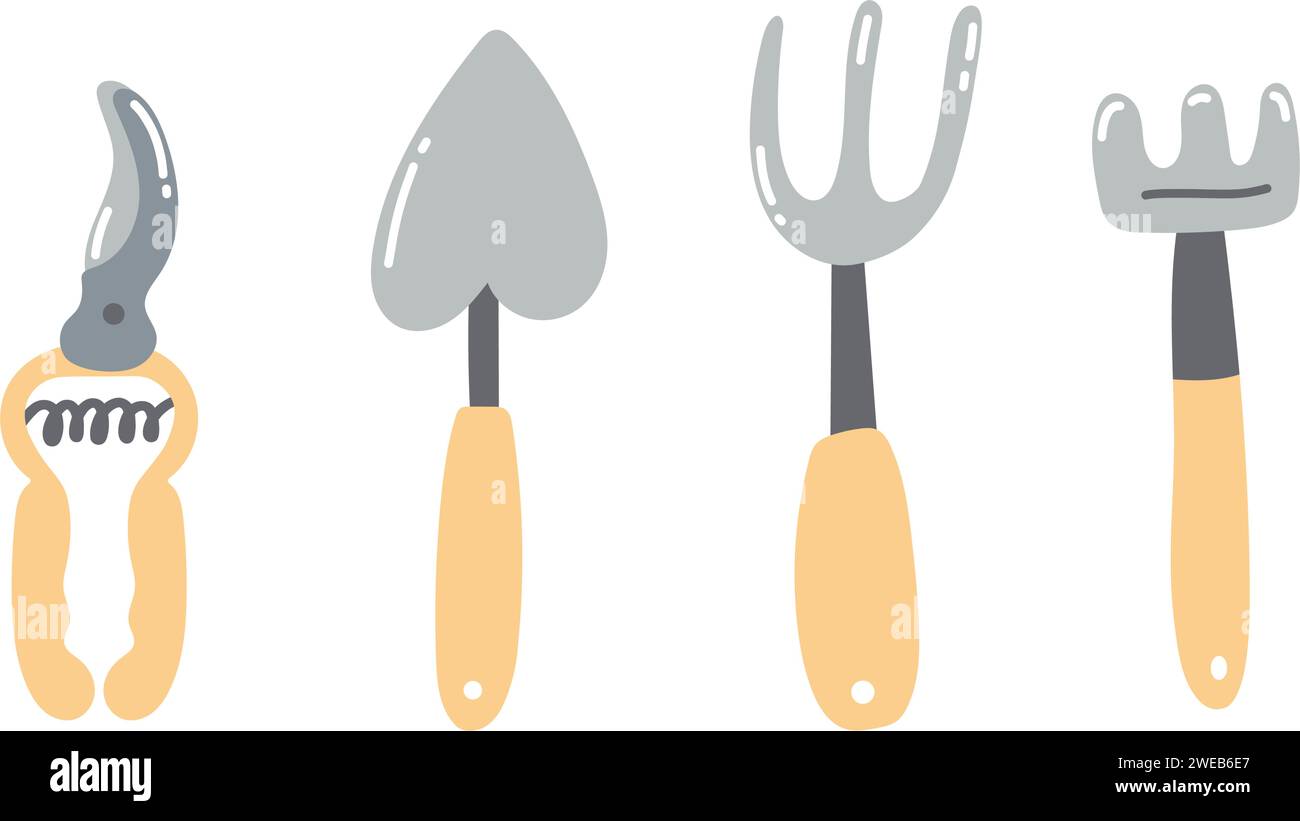 Hand drawn garden tools. Set of agricultural equipment Stock Vector ...
