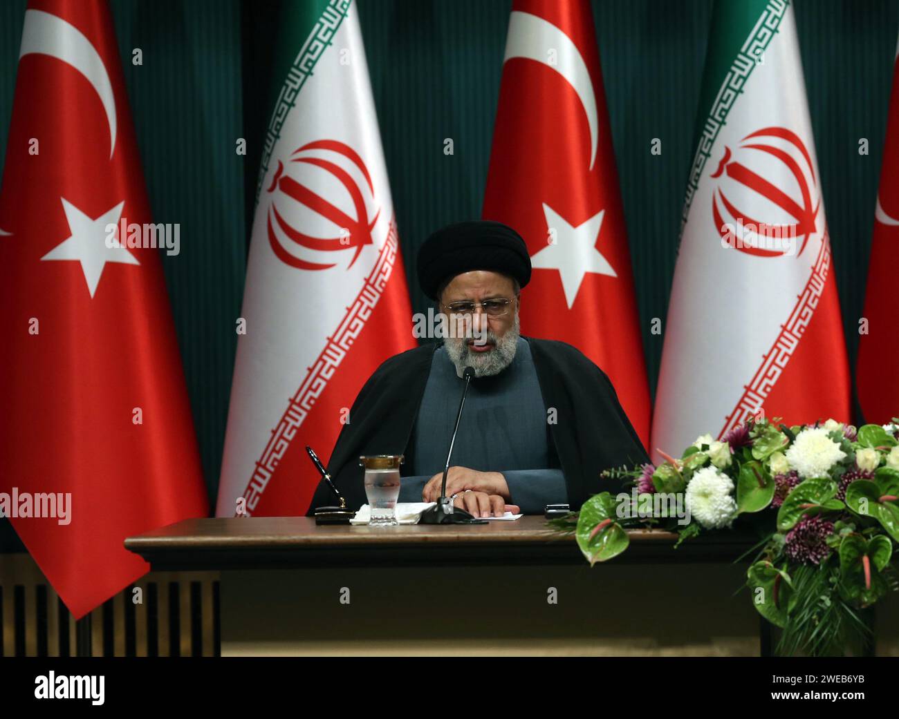 Ankara, T¨¹rkiye. 24th Jan, 2024. Iranian President Ebrahim Raisi ...