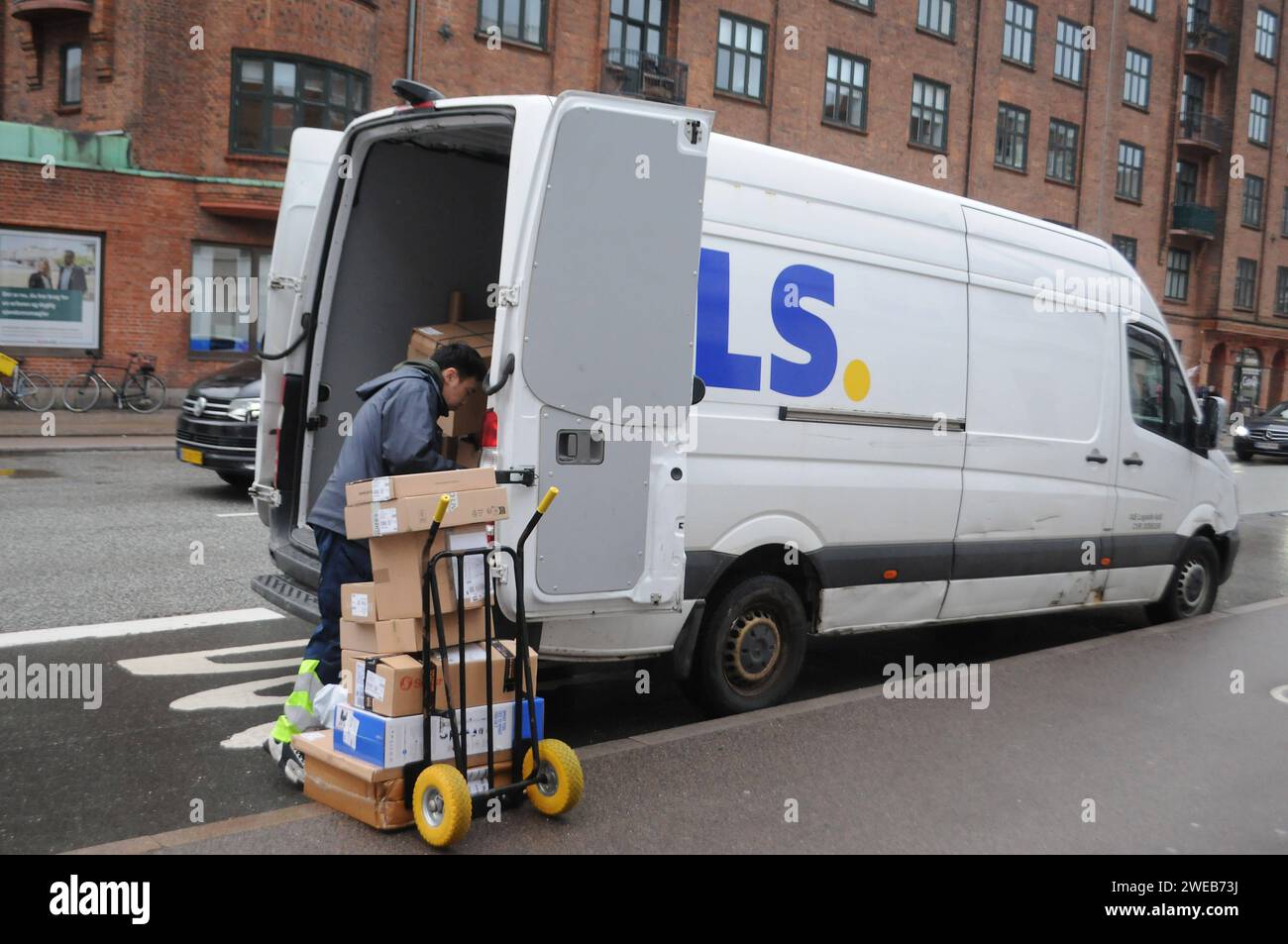 Copenhagen, Denmark /24 January 2024/GLS delivery van in danish capital ...