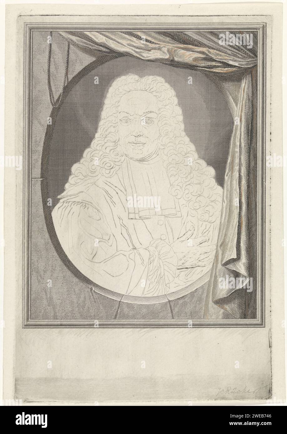 Portrait of Johann Conrad Rücker, Jacob Houbraken, After Hieronymus van ...