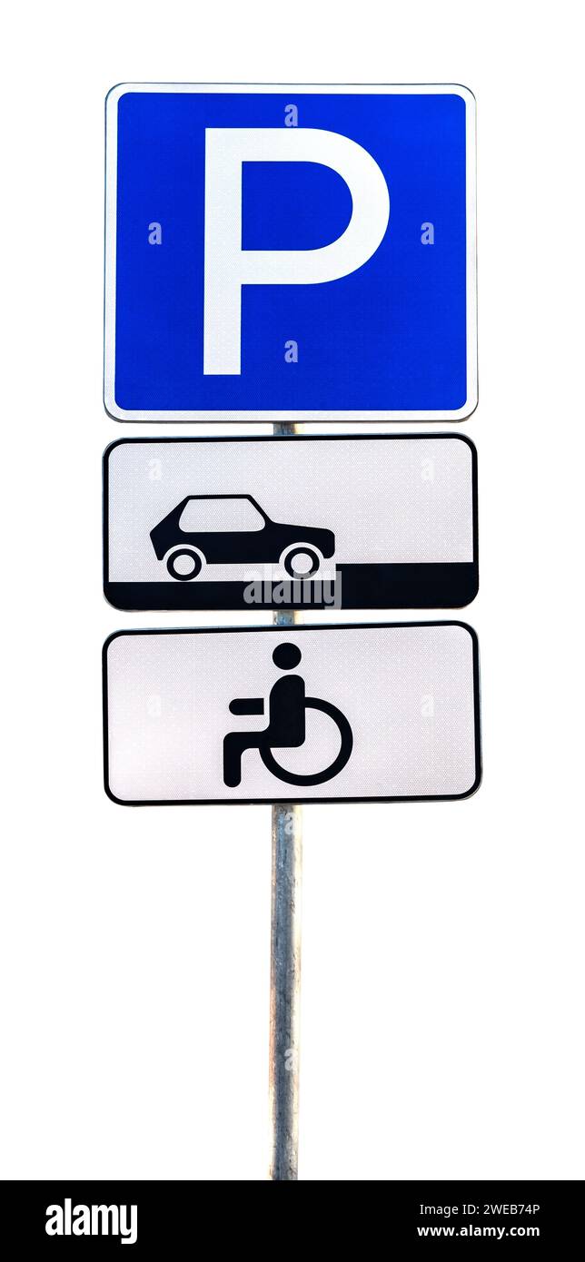 Road sign for disabled parking. Parking. Road. Sign Stock Photo - Alamy
