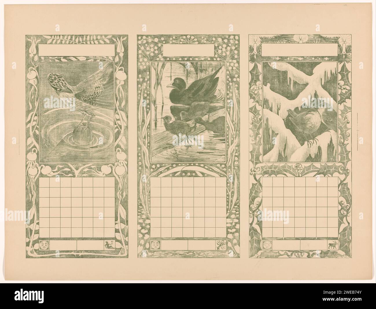 Calendars for August, June and December 1904, Theo van Hoytema, 1904 ...