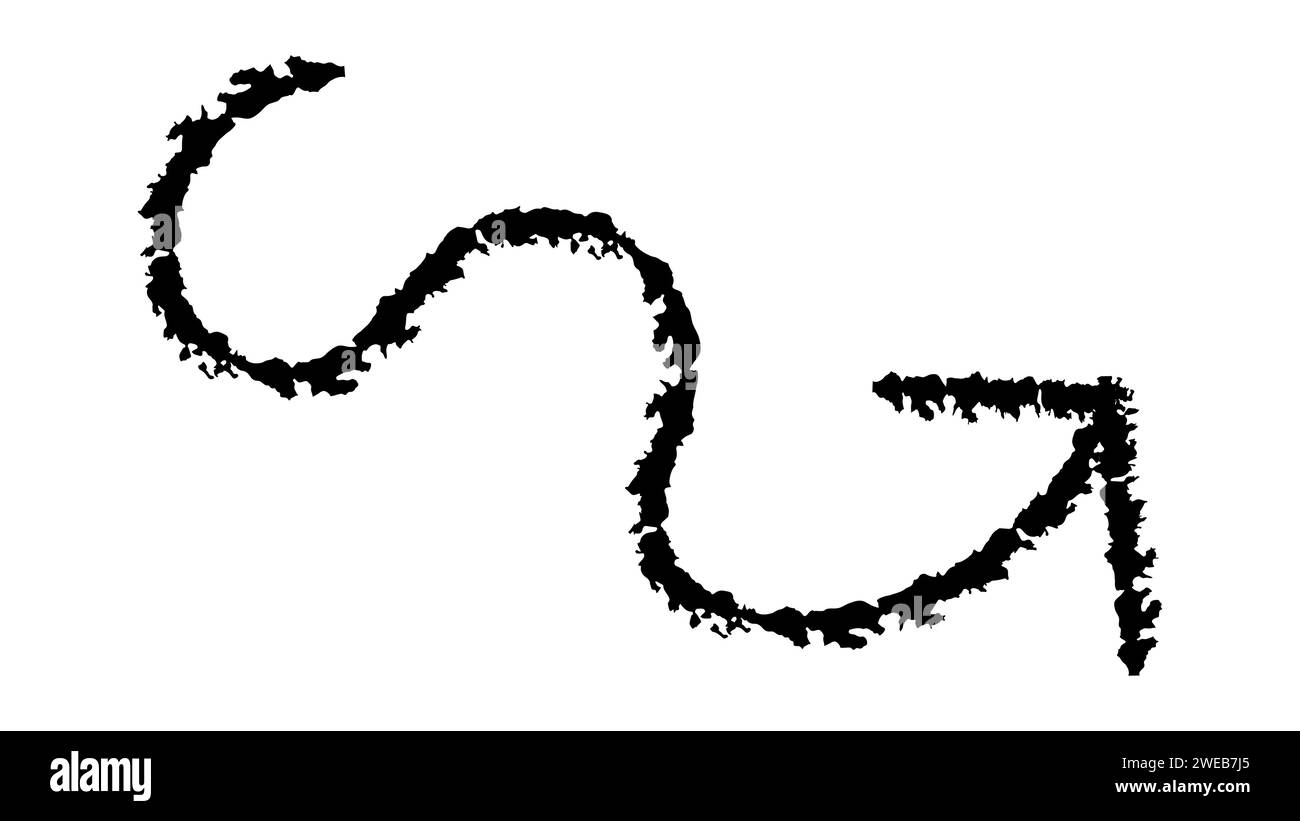 Hand drawn crayon chalk charcoal line arrows set. curvy and wavy arrows ...