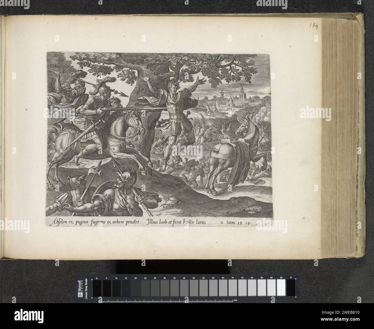 Death of Absalom, 1643 print Joab bumps with his lance in the chest of ...